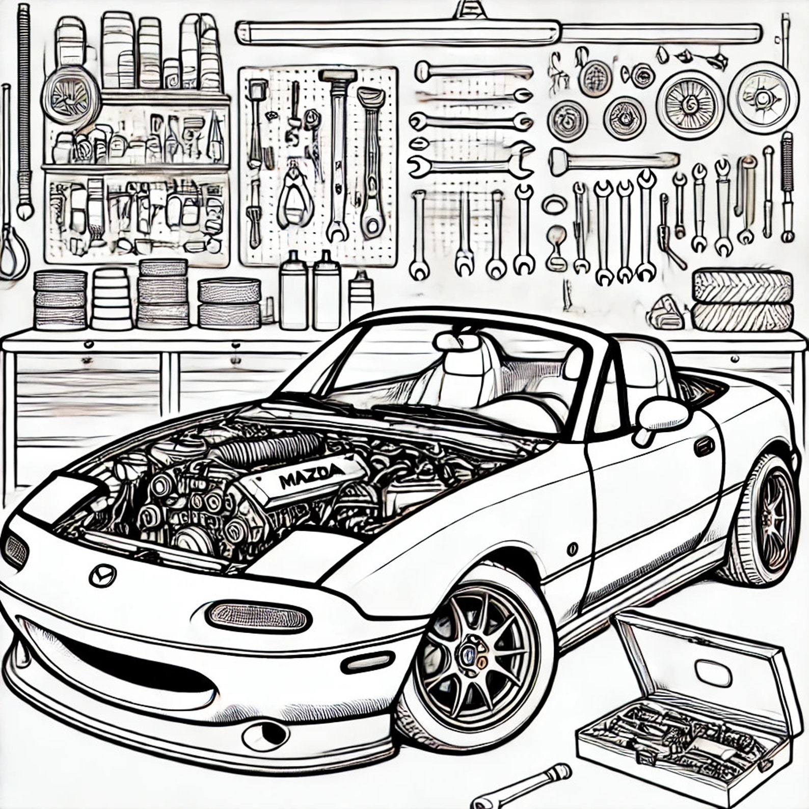 Miata Coloring Book JDM Coloring Book MX5 Coloring Book Eunos Roadster ...
