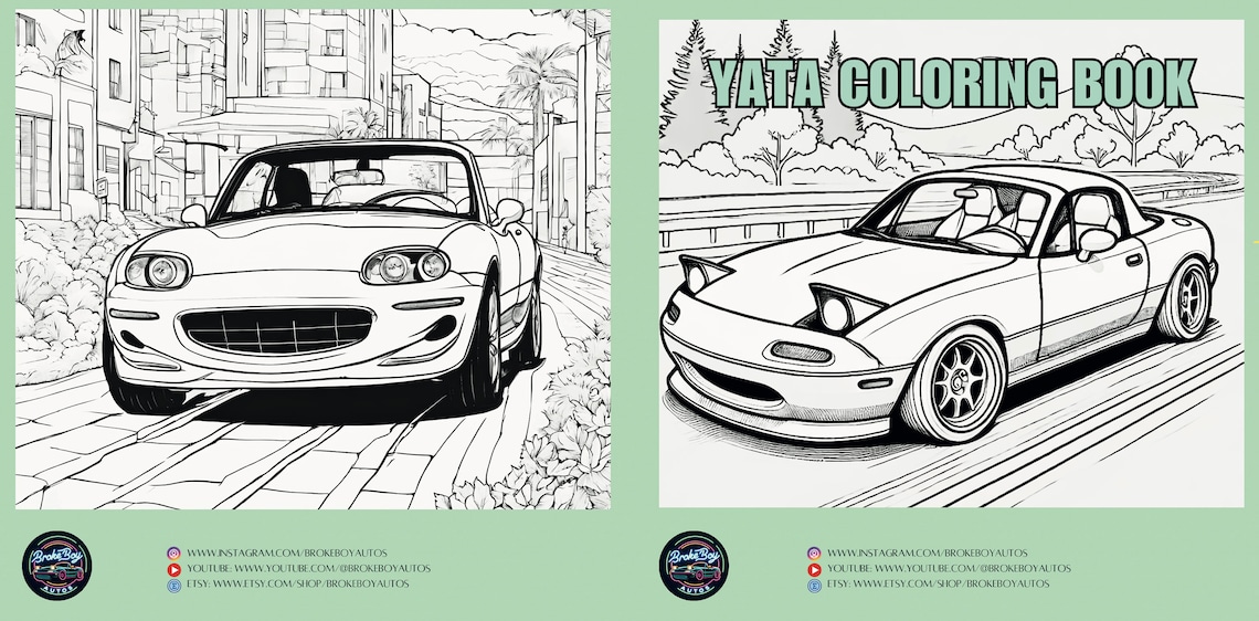 Miata Coloring Book JDM Coloring Book MX5 Coloring Book Eunos Roadster ...