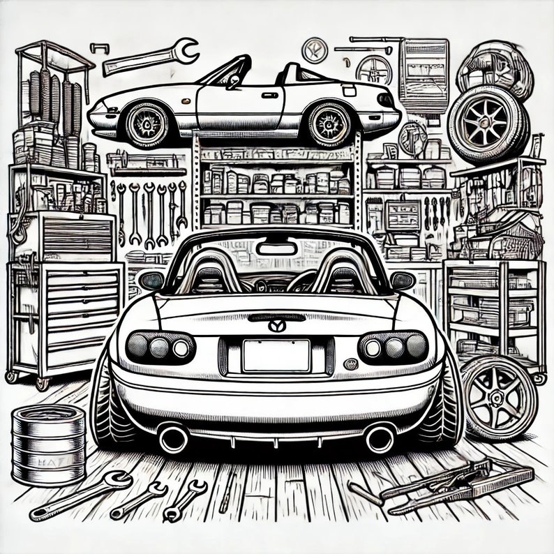 Miata Coloring Book JDM Coloring Book MX5 Coloring Book Eunos Roadster ...