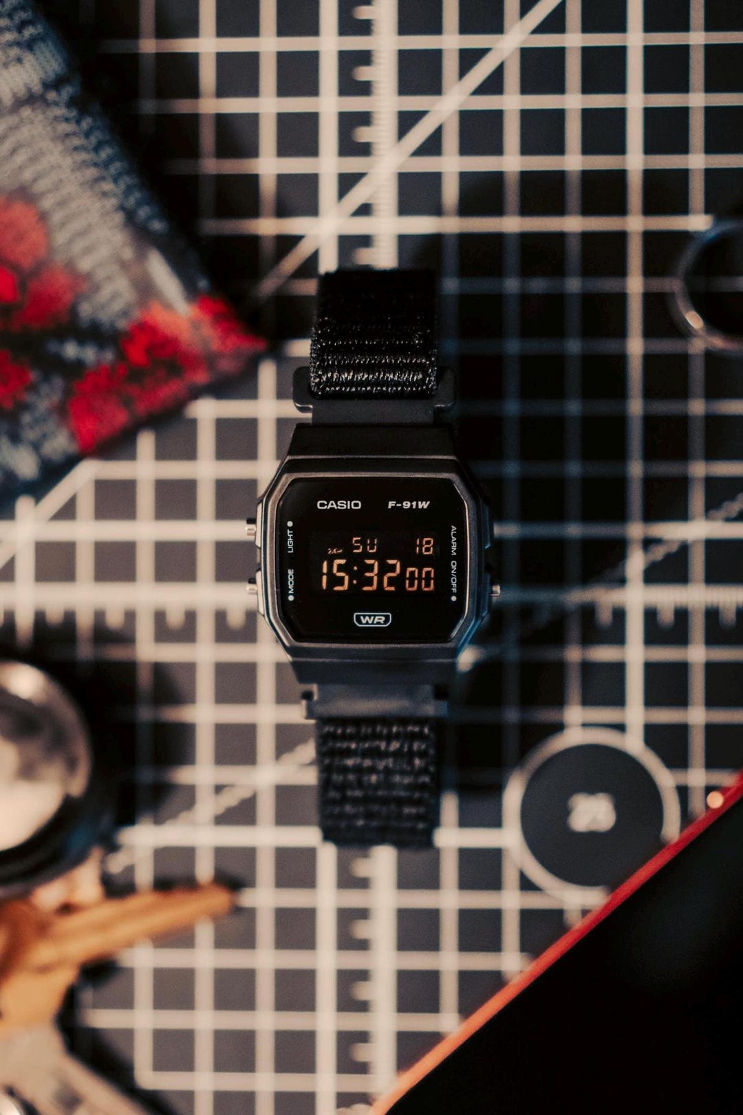 SPECTER - Custom Negative Display Black Casio F91W on Black Nylon Strap ...