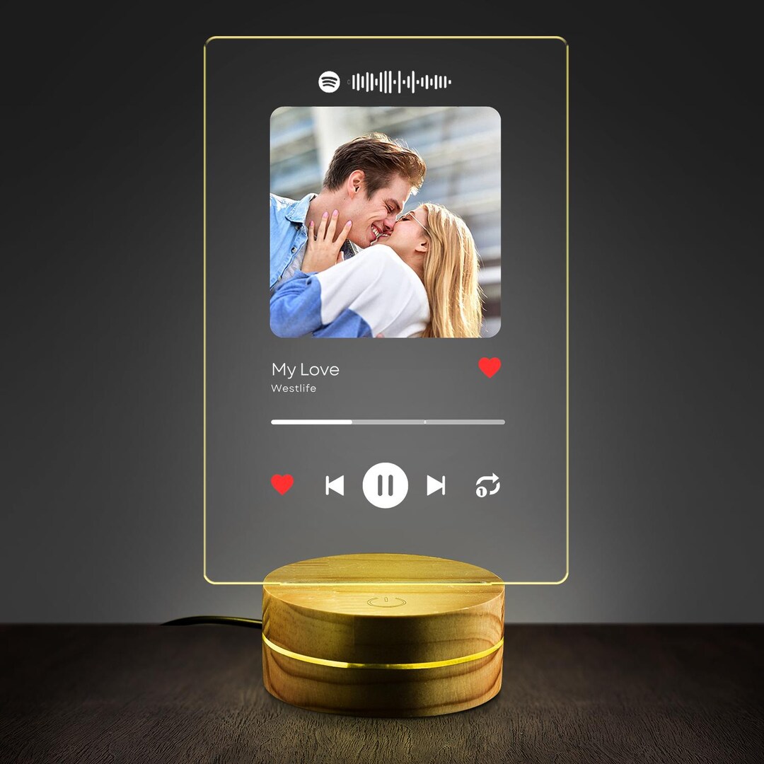 Personalized LED Music & Photo Plaque Night Light, Custom Music Night ...