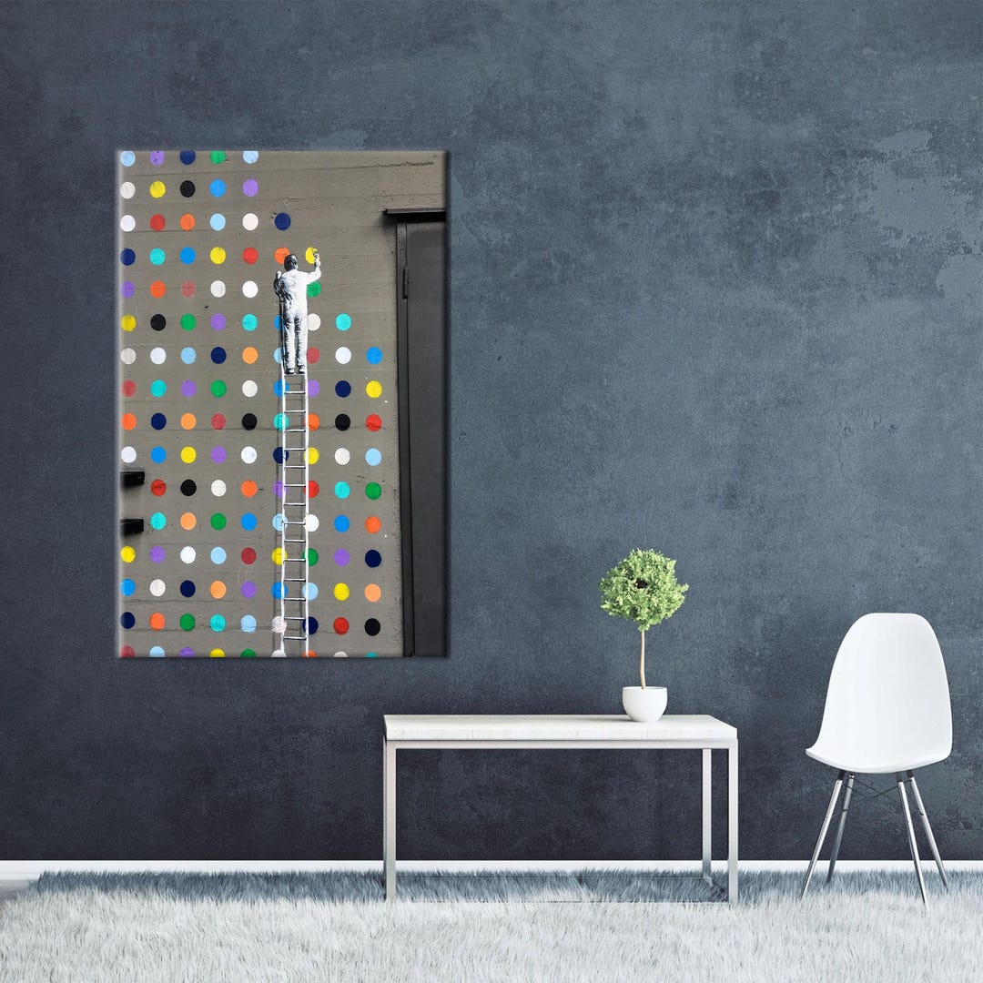 Banksy Dot Painter Canvas Art: Modern Abstract Wall Hanging - Etsy
