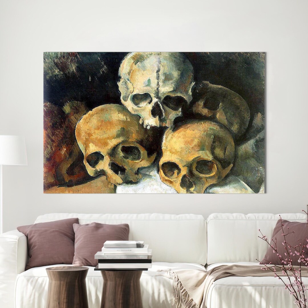 Oil Wall Art, Paul Cezanne Pyramid of Skulls Wall Hanging, Reproduction ...