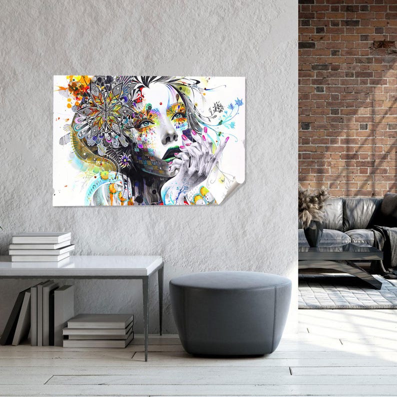 Abstract Woman Portrait Canvas Art: Colorful Butterfly Design - Etsy