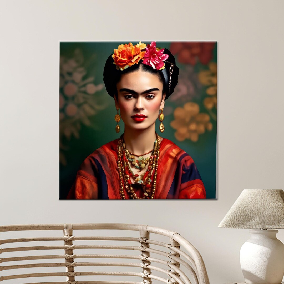 Frida Kahlo Canvas Print: Floral Woman Portrait, Framed Wall Art - Etsy
