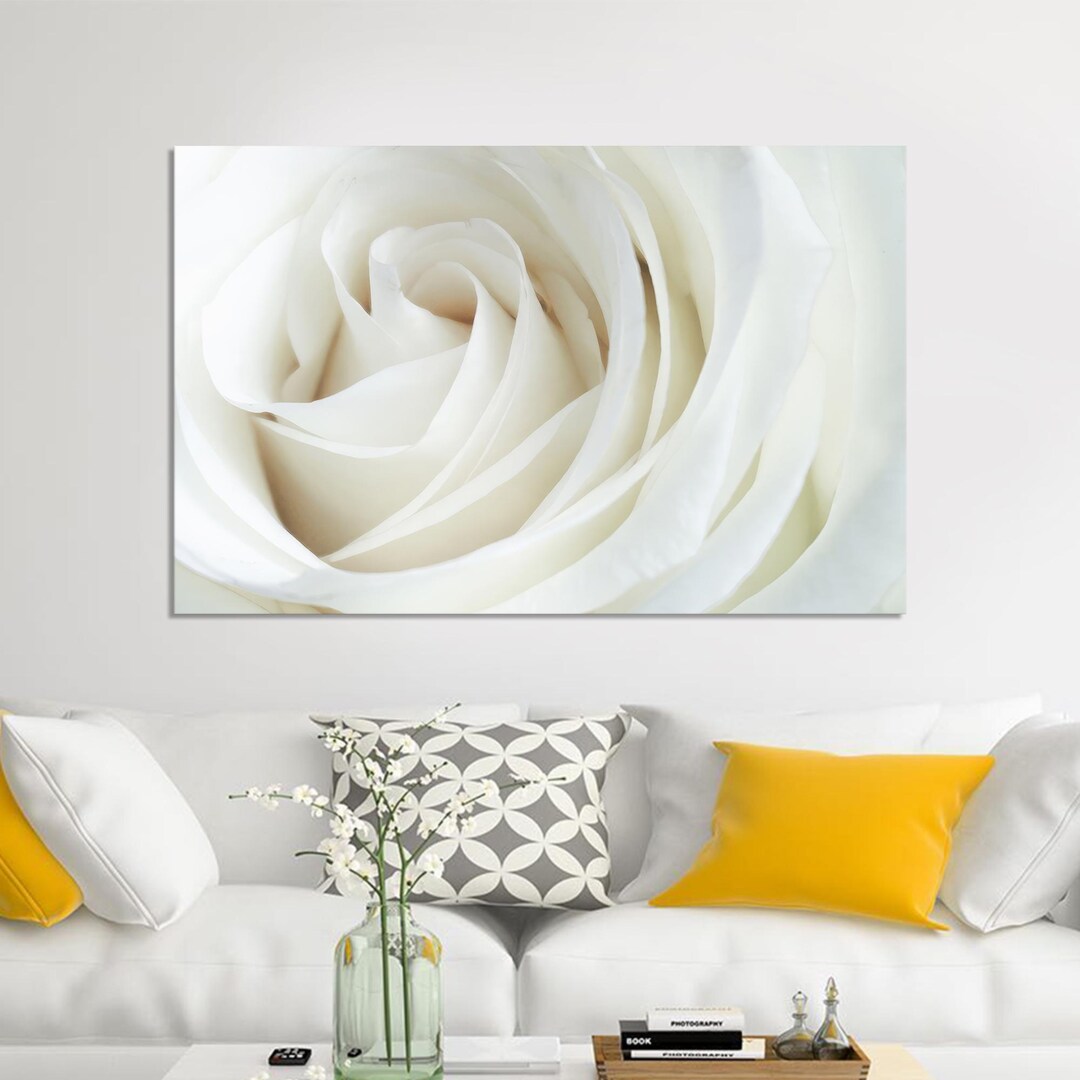 White Rose Canvas Print: Floral Wall Art, Framed Option - Etsy