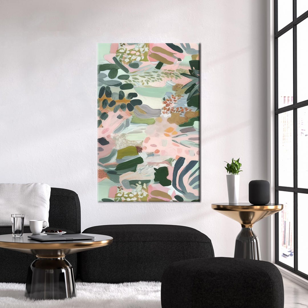 Abstract Botanical Canvas Print: Minimalist Floral Wall Decor - Etsy
