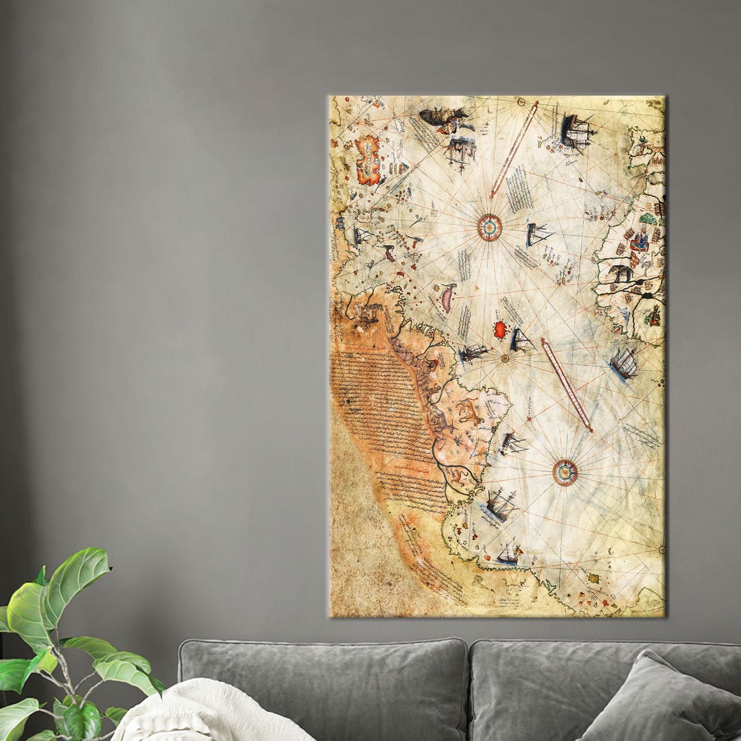 Piri Reis Map Canvas Print: Antique World Map Wall Hanging - Etsy