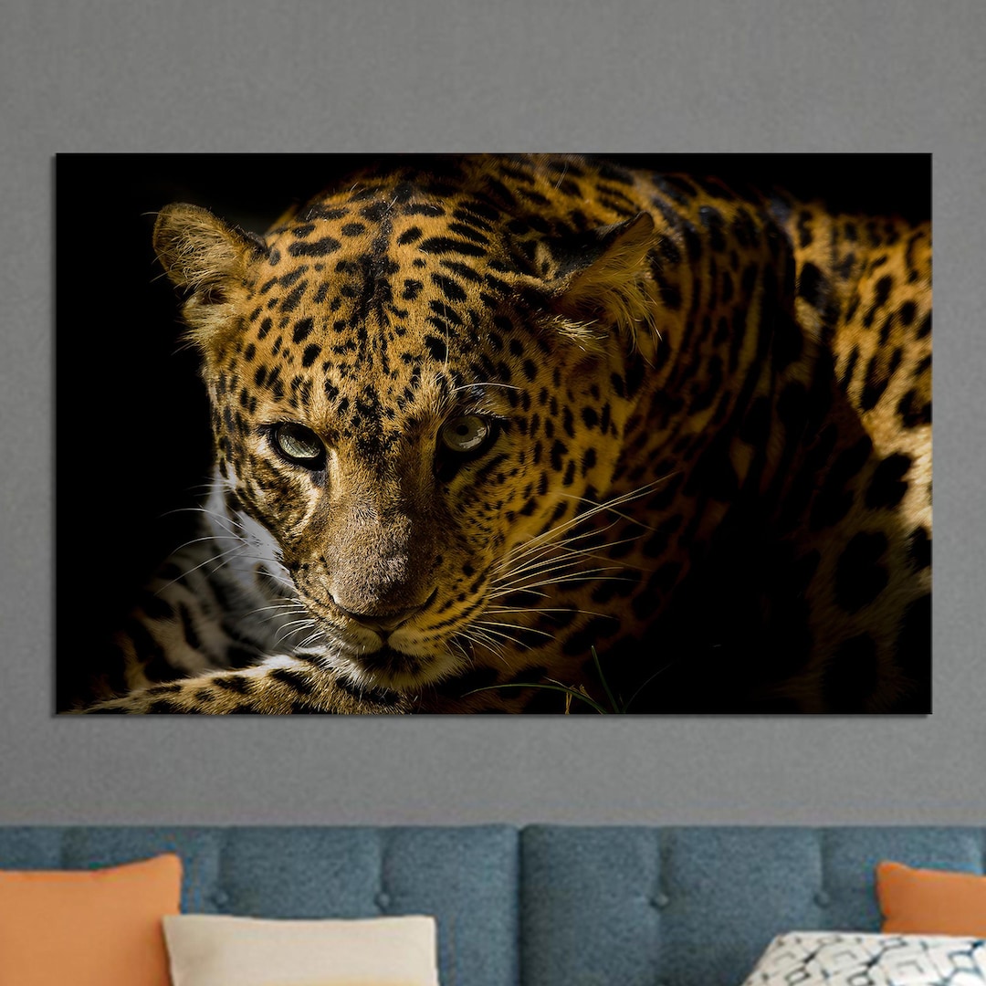 Leopard Canvas Print: Wild Animal Wall Decor, Framed Cotton Art - Etsy