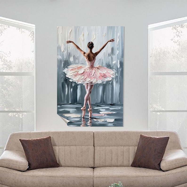 Ballerina Canvas Art: Pink Ballet Poster, Modern Home Decor - Etsy