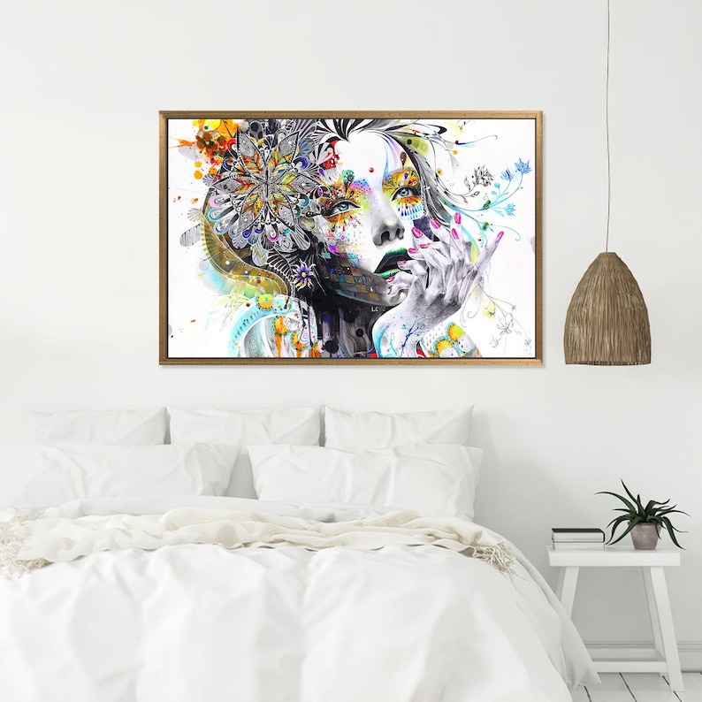 Abstract Woman Portrait Canvas Art: Colorful Butterfly Design - Etsy