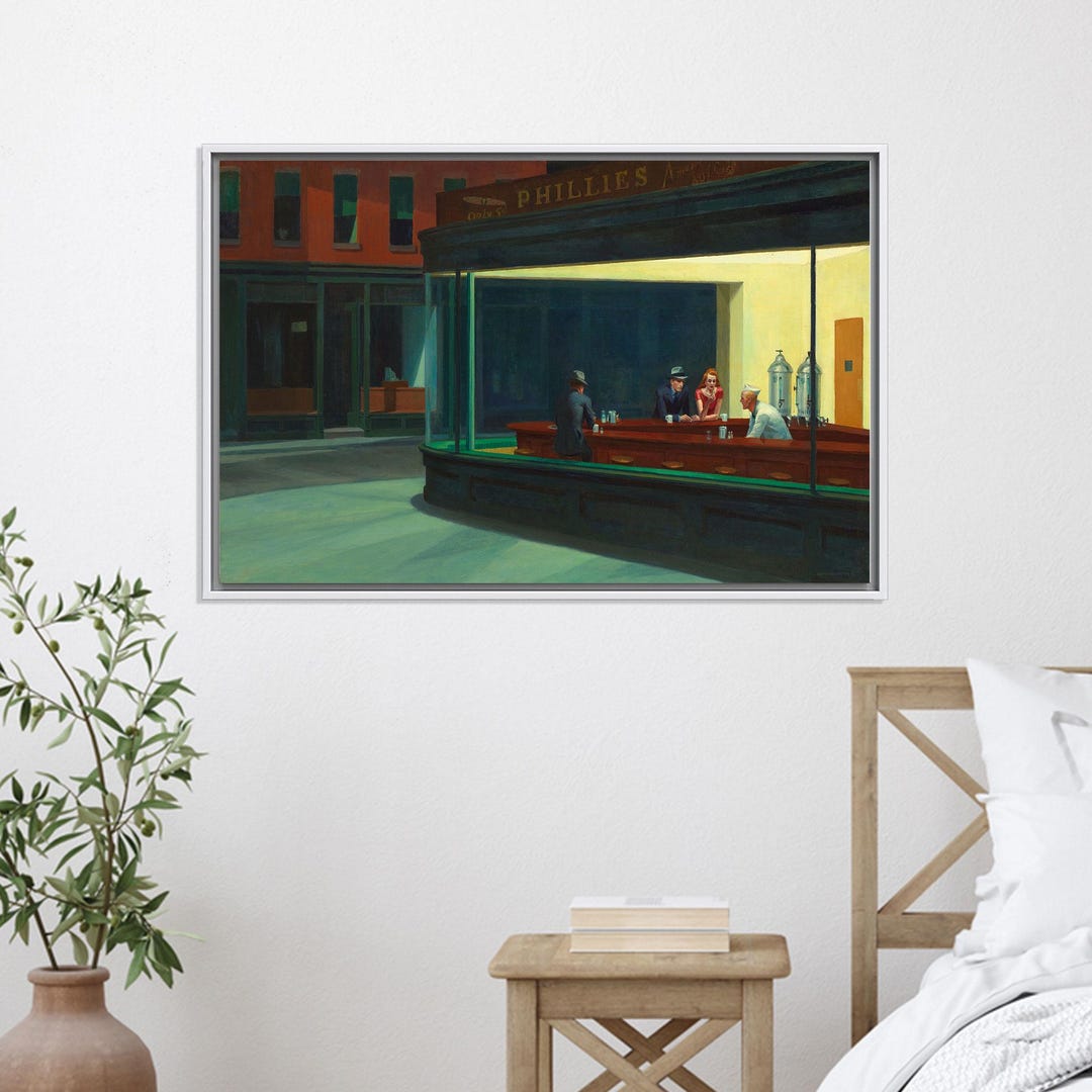 Edward Hopper Nighthawks Canvas Print: Vintage American Diner Wall Art ...