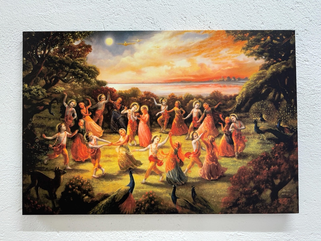 Radha Krishna Dance Canvas Art: Hindu Rasa Lila, Indian Gift - Etsy