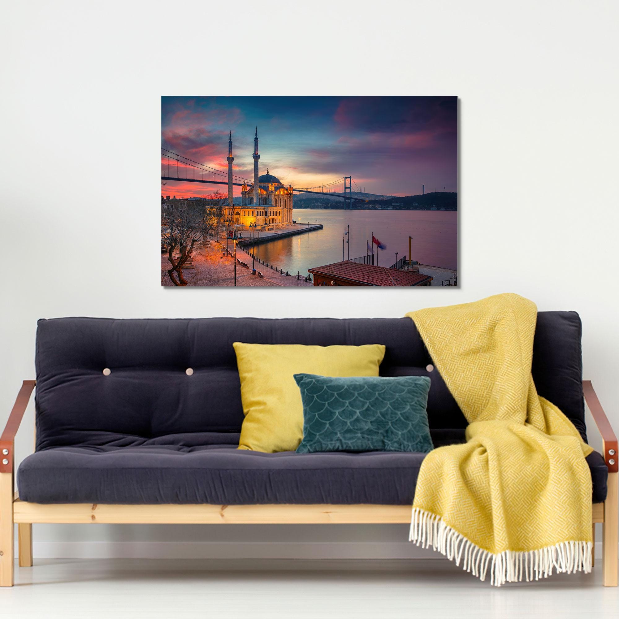 Istanbul Sunset Canvas Art: Bosphorus Bridge & Mosque Decor - Etsy