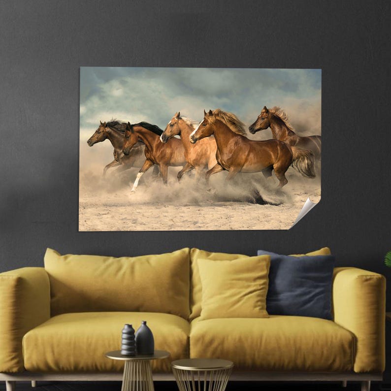 Wild Horses Canvas Art: Rustic Farmhouse Equestrian Print - Etsy