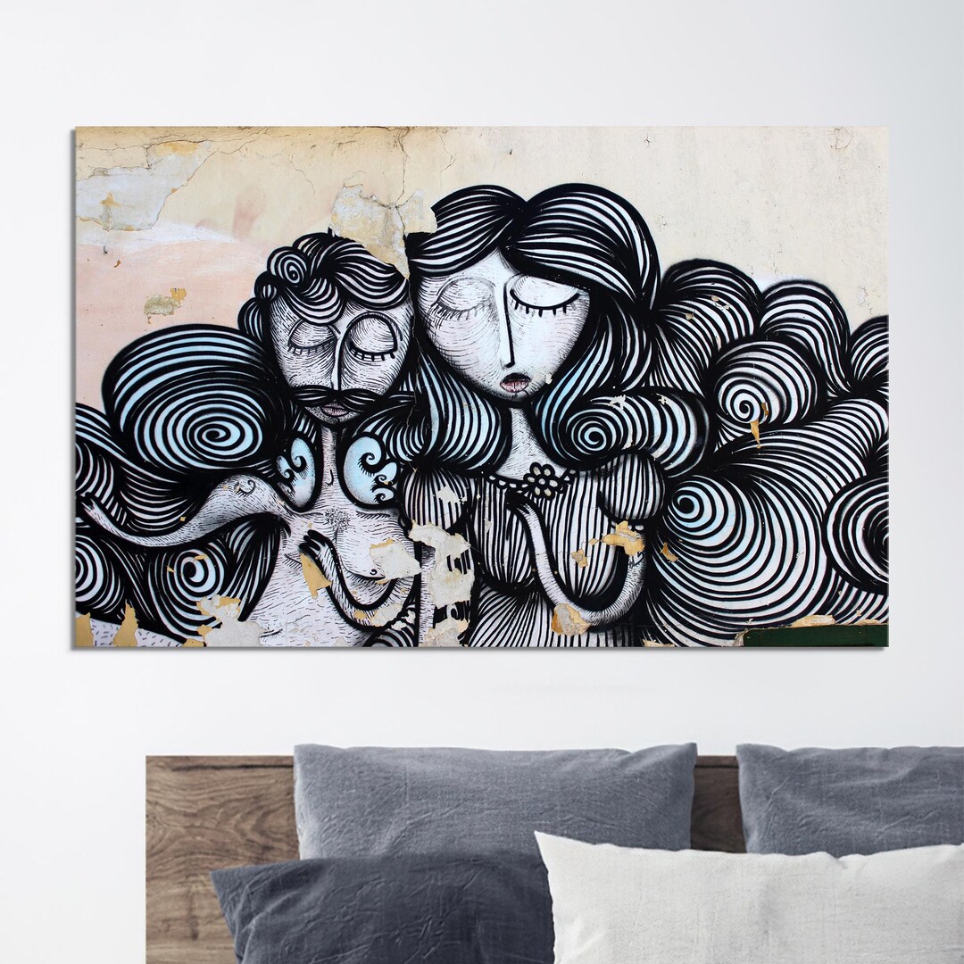 Athena Hair Graffiti Art Canvas: Bohemian Wall Hanging - Etsy