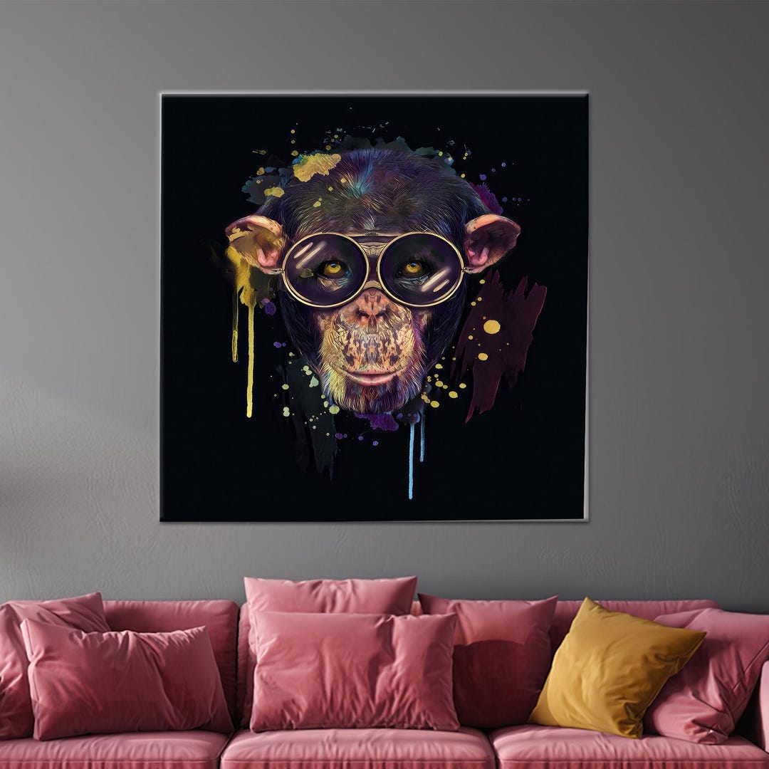 Animal 3D Canvas, Monkey Artwork, Modern Art, Personalized Gift for Dad ...