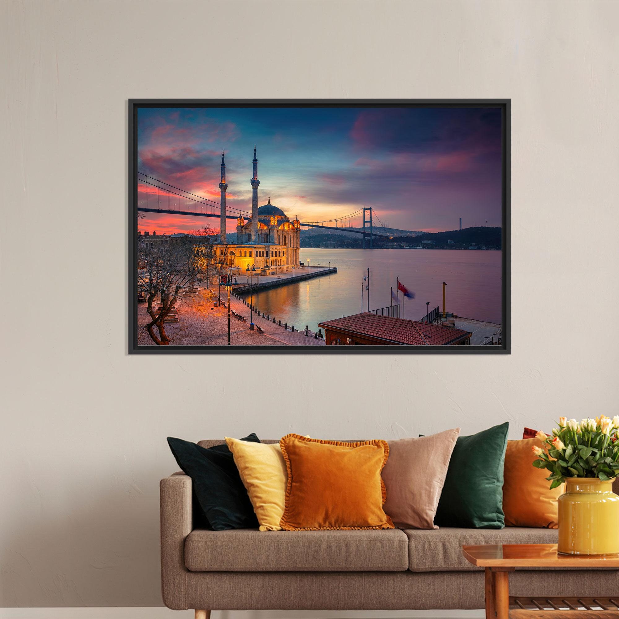 Istanbul Sunset Canvas Art: Bosphorus Bridge & Mosque Decor - Etsy