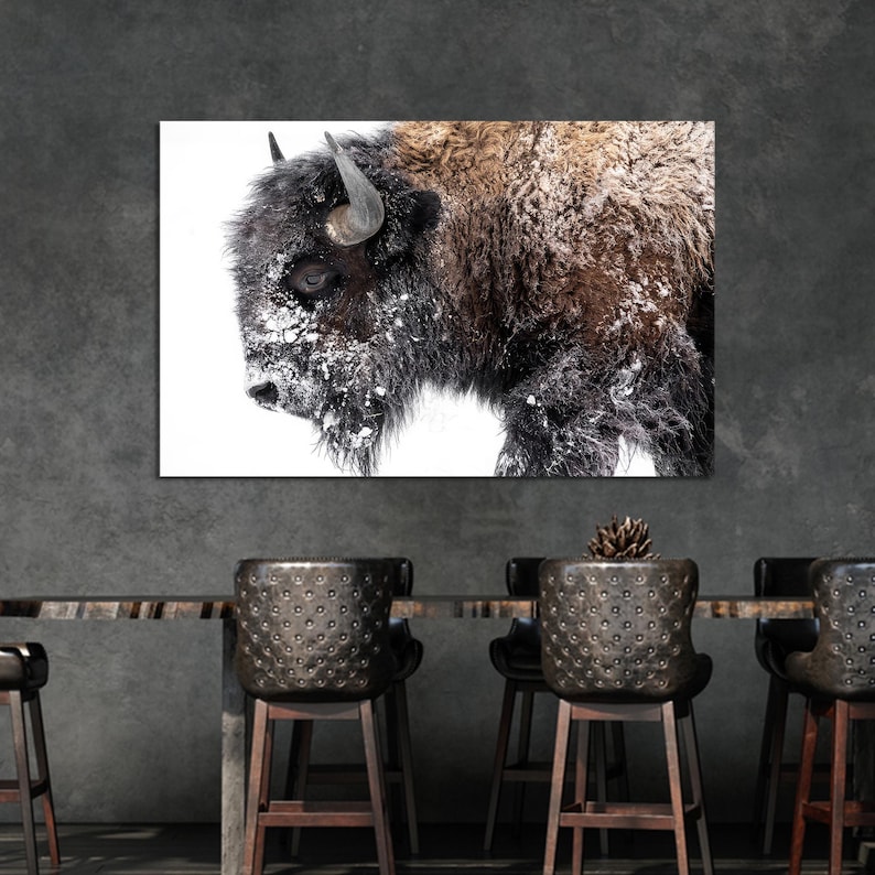Buffalo Canvas Print: Bison Wall Art, Modern Animal Decor - Etsy