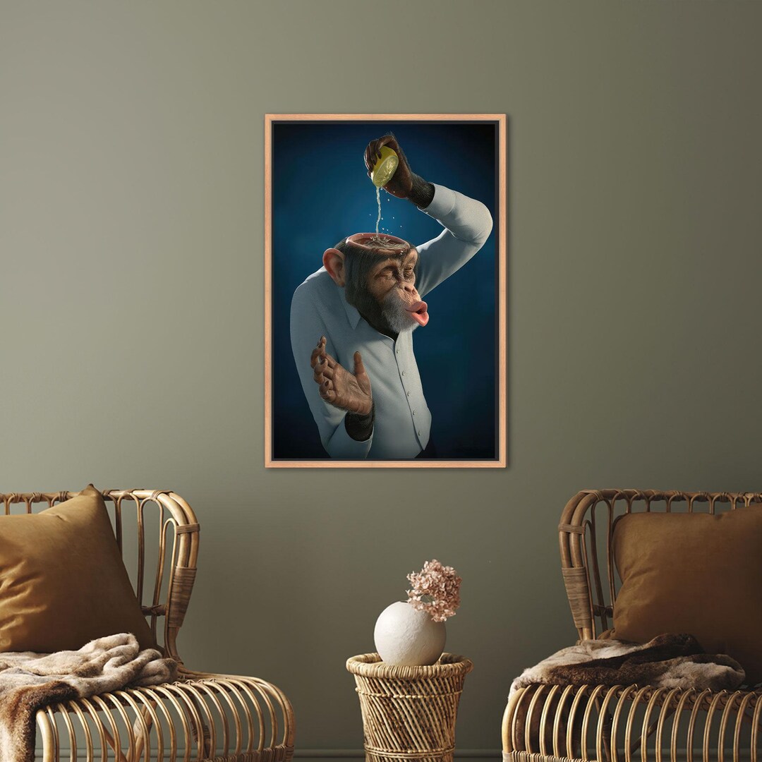 Monkey Canvas Art, Funny Monkey Decor, Modern Poster Art, Man Cave ...