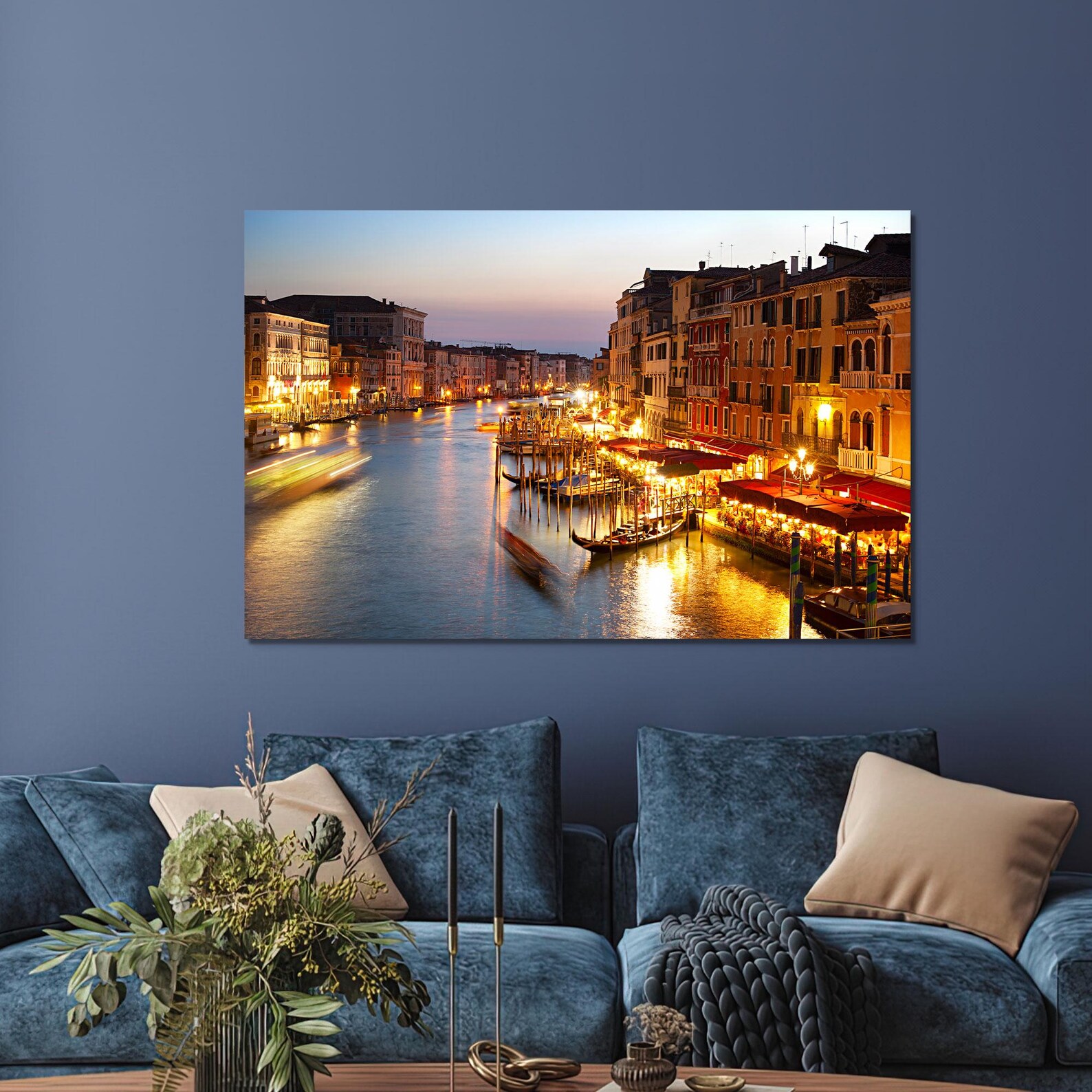Venice Canal Night Canvas Art: Italy Cityscape Decor - Etsy