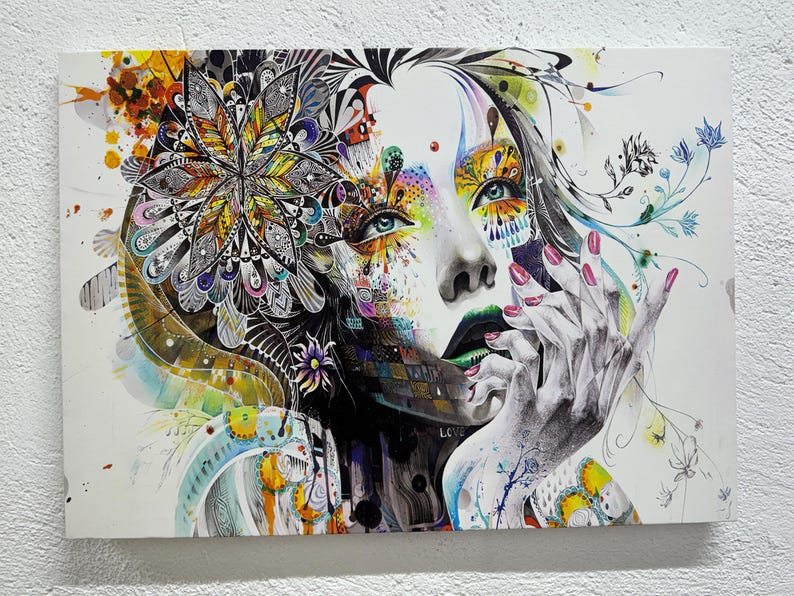 Abstract Woman Portrait Canvas Art: Colorful Butterfly Design - Etsy