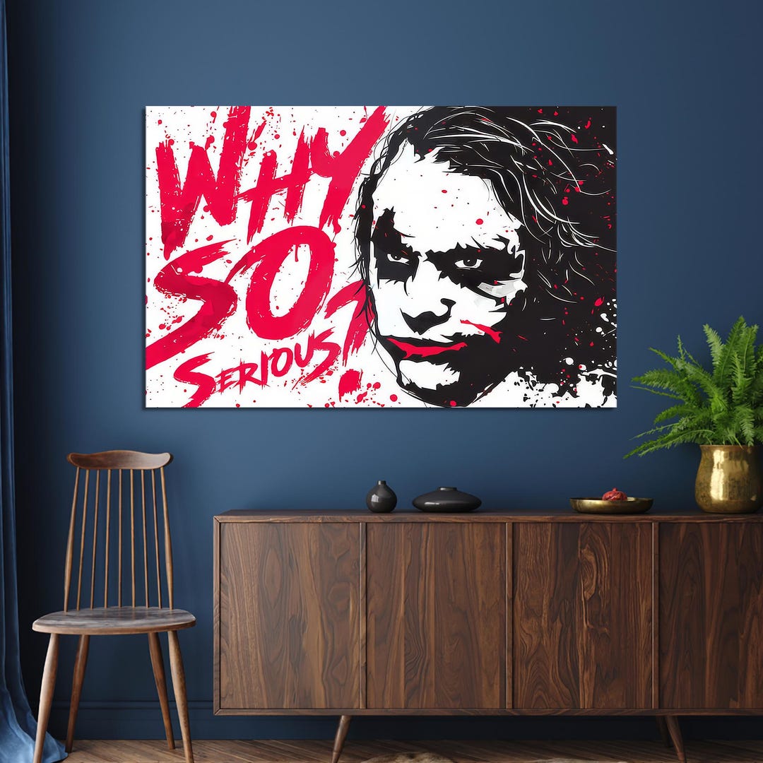 Joker Canvas Art: Dark Knight Graffiti Poster, Man Cave Decor - Etsy