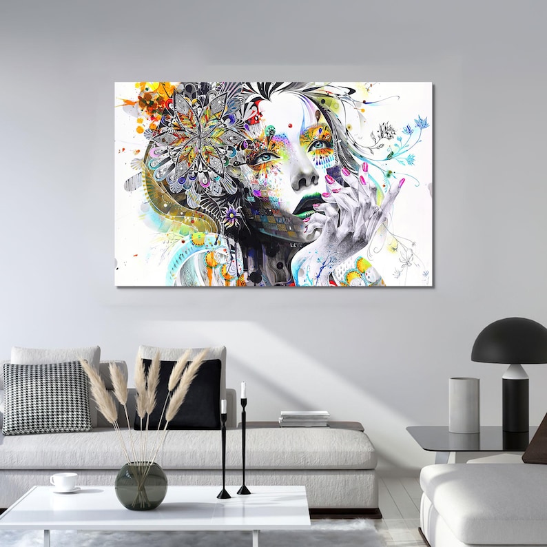 Abstract Woman Portrait Canvas Art: Colorful Butterfly Design - Etsy