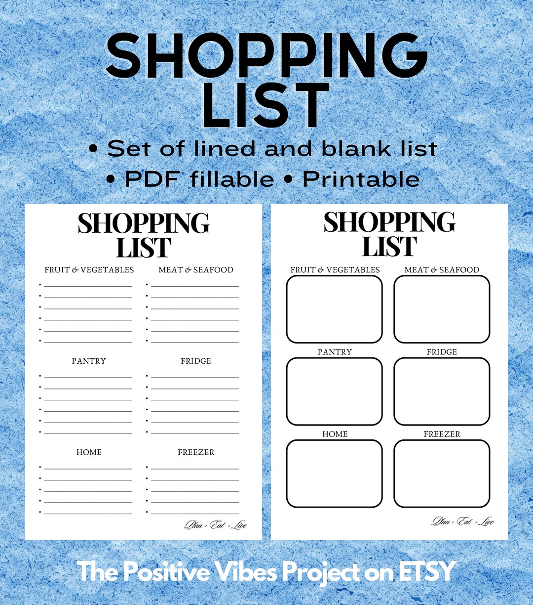 Basic Printable Shopping List, Digital Shopping List, Grocery List ...