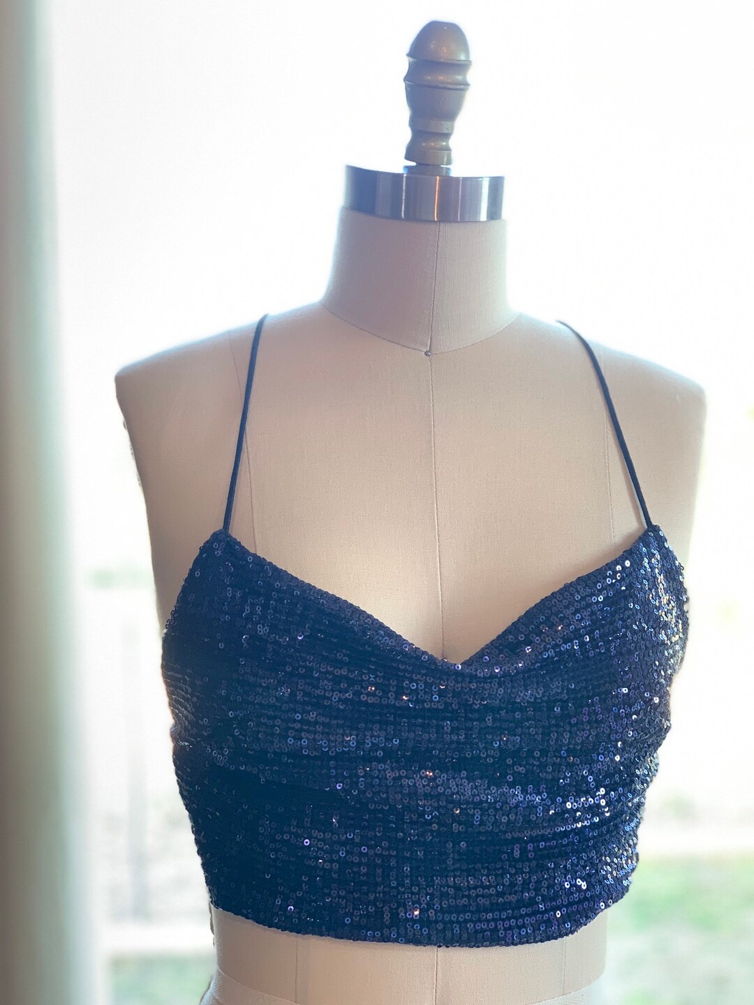 Sequin Backless Tie up Crop Top - Etsy
