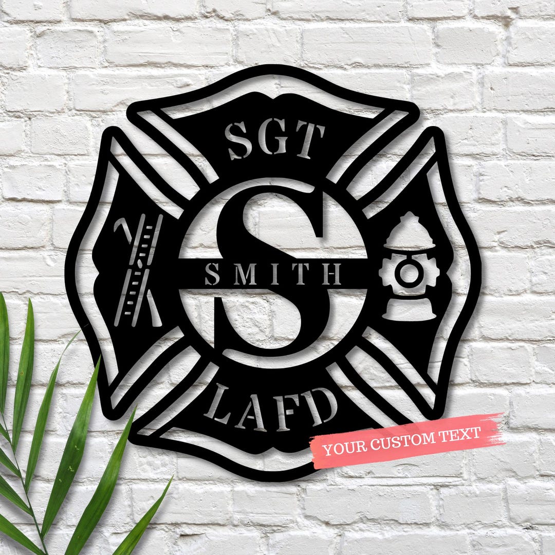 Firefighter Metal Maltese Cross W/ Ladder Custom Metal Fire Department ...