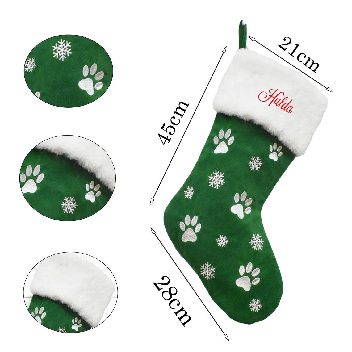 Embroidered Dog Paw Christmas Stockings, Pet Christmas Stockings With ...