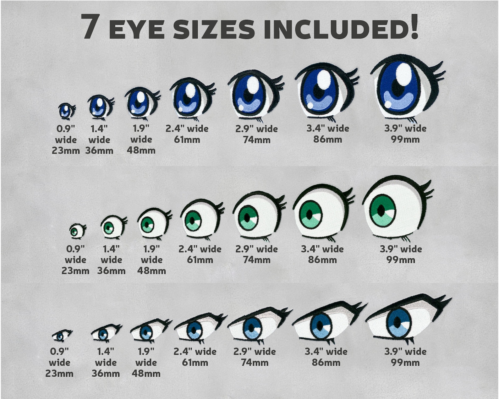 Anime Eyes Machine Embroidery File Design for Plush 7 Sizes - Etsy