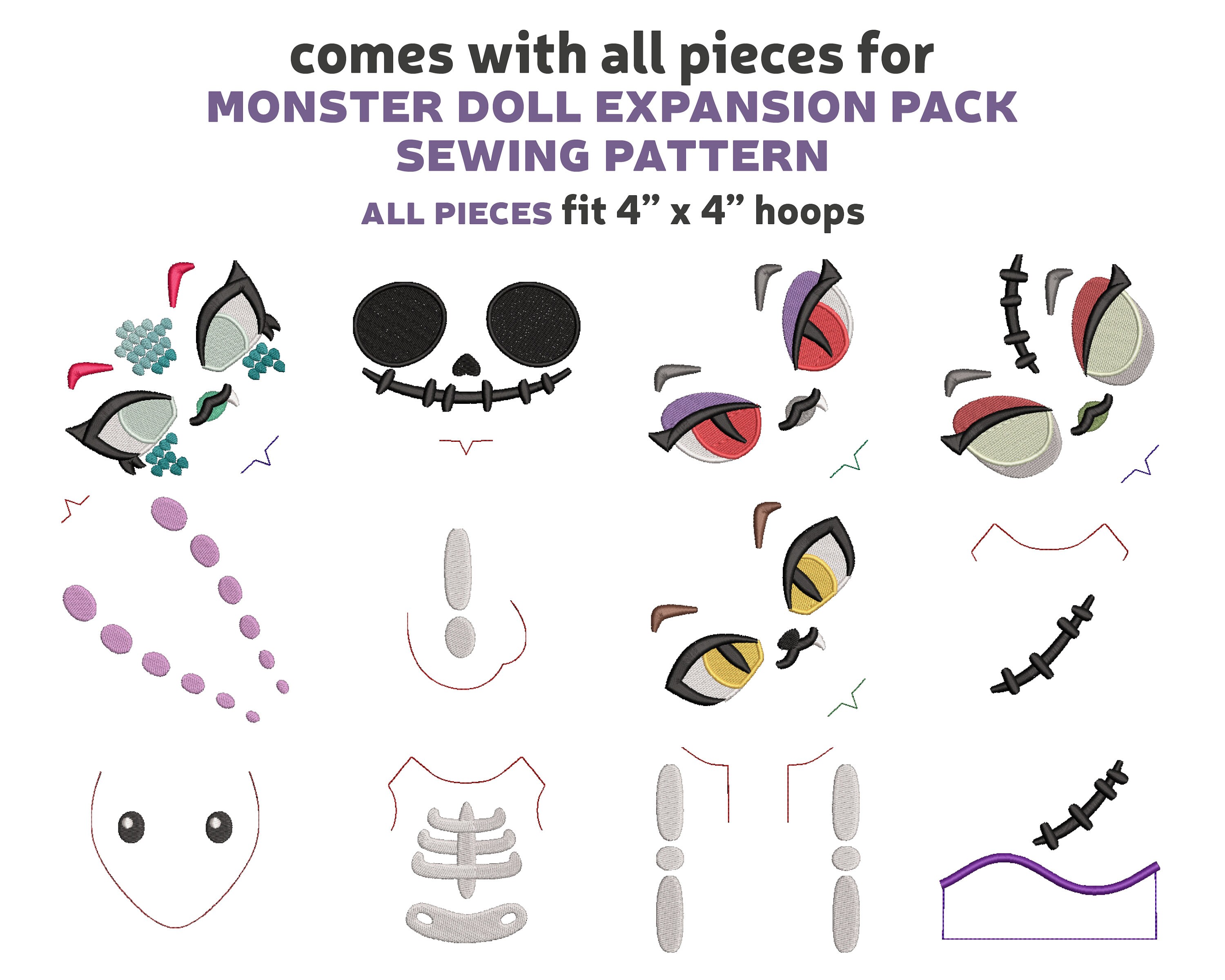 Monster Eyes Machine Embroidery File Design for Plush 7 Sizes Vampire ...