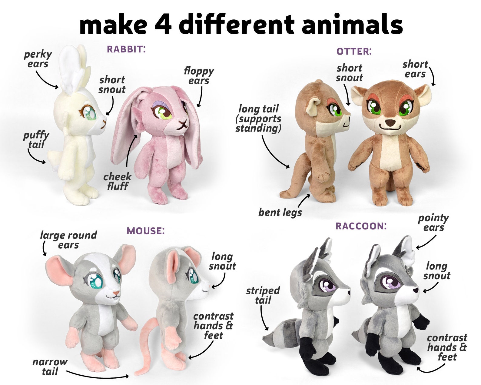 Forest Anthro Animal Plush Sewing Pattern .pdf Tutorial Rabbit Bunny ...