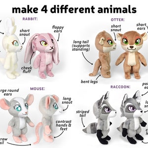 Forest Anthro Animal Plush Sewing Pattern .pdf Tutorial Rabbit Bunny Raccoon Otter Mouse - Etsy