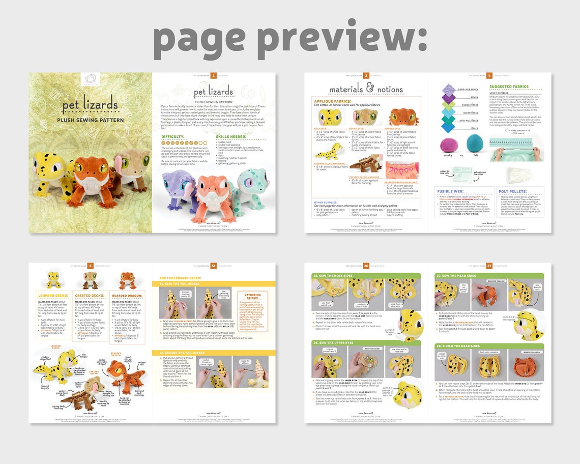 Pet Lizard Plush Sewing Pattern .pdf Tutorial Leopard Gecko - Etsy