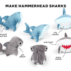 Sharks Plush Animal Sewing Pattern .pdf Tutorial Hammerhead Whale Shark - Etsy
