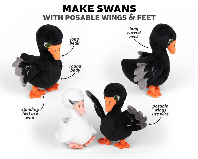 Swan Plush Animal Sewing Pattern .pdf Tutorial - Etsy