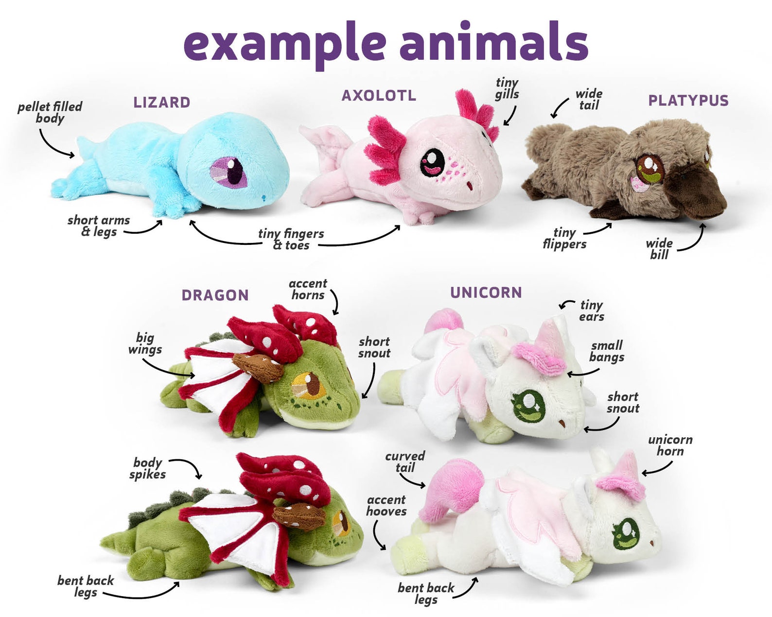 Pouch Pets Plush Sewing Pattern .pdf Tutorial Zipper Dragon Unicorn ...
