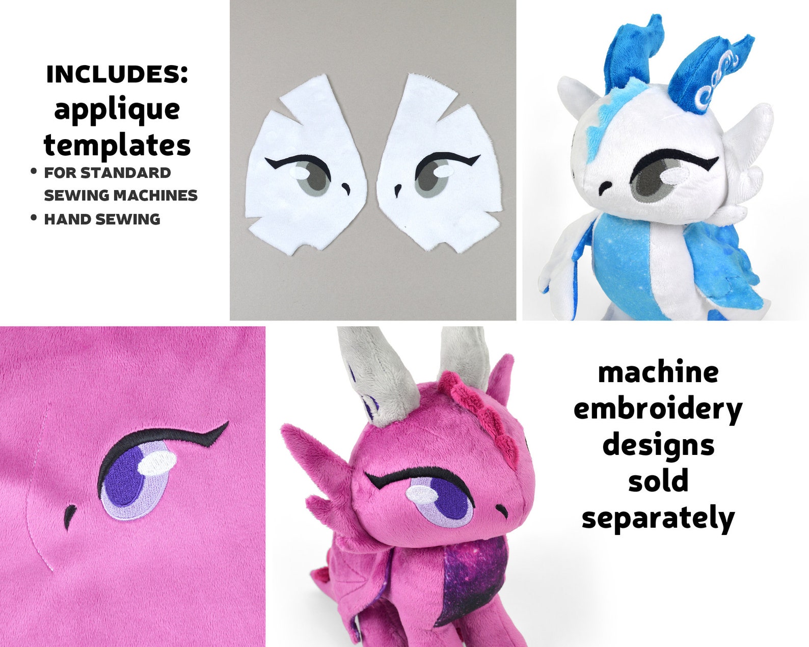 Wyvern & Dragon Chibi Plush Sewing Pattern .pdf Tutorial - Etsy