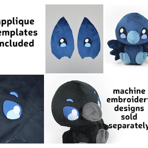Raven Plush With Scarf & Witch Hat Sewing Pattern .pdf Tutorial Wizard ...