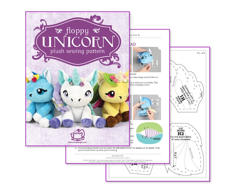 Floppy Unicorn Plush Sewing Pattern .pdf Tutorial Pegasus Pony - Etsy UK