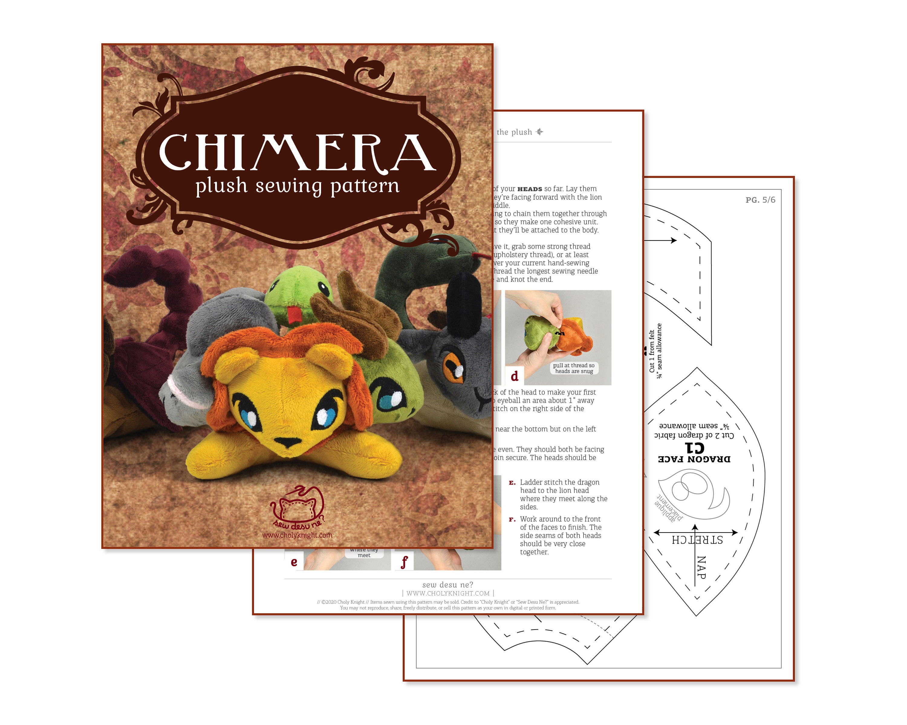 Chimera Plush Sewing Pattern .pdf Tutorial Monster - Etsy Canada