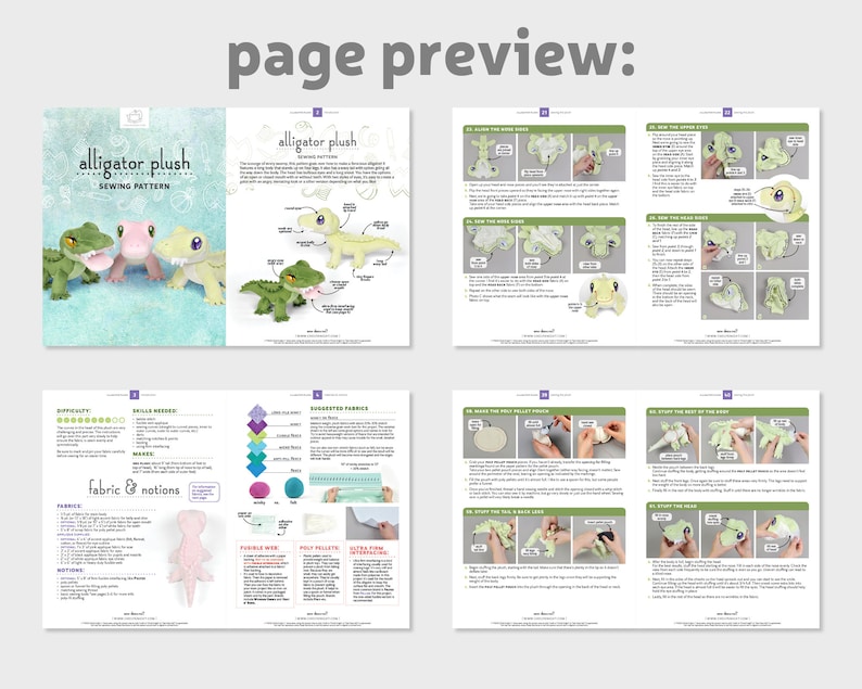 Alligator Plush Sewing Pattern .pdf Tutorial Gator Lizard - Etsy