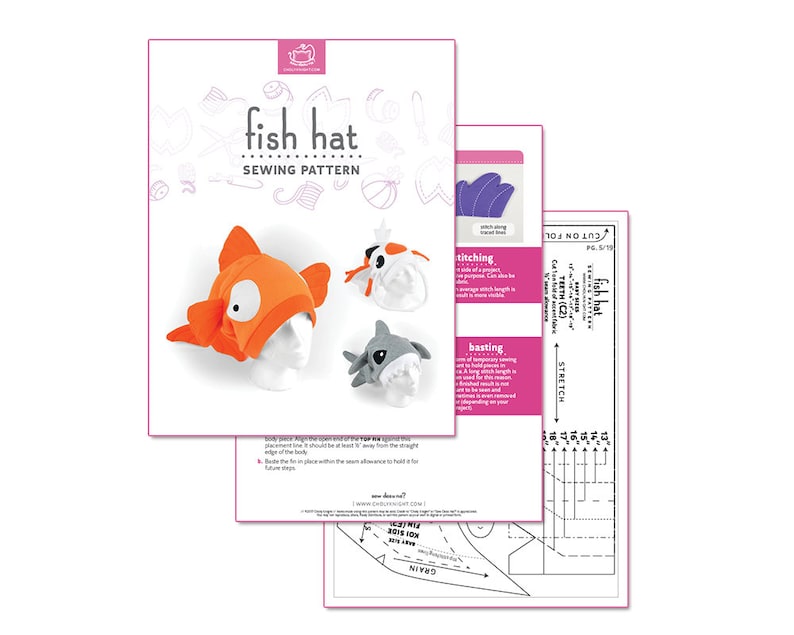 Slouchy Fleece Fish Hat Sewing Pattern .pdf Goldfish Shark - Etsy