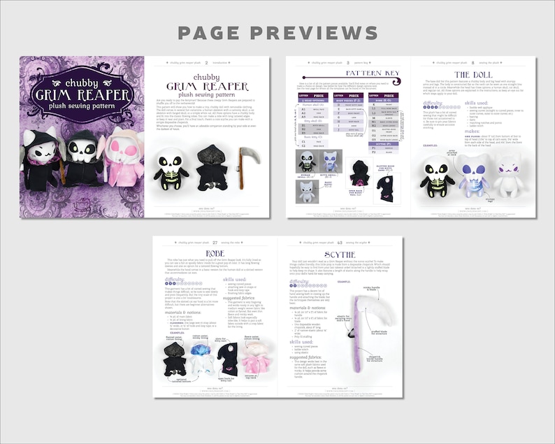 Grim Reaper Chubby Plush Sewing Pattern .pdf Plus Bonus - Etsy Hong Kong