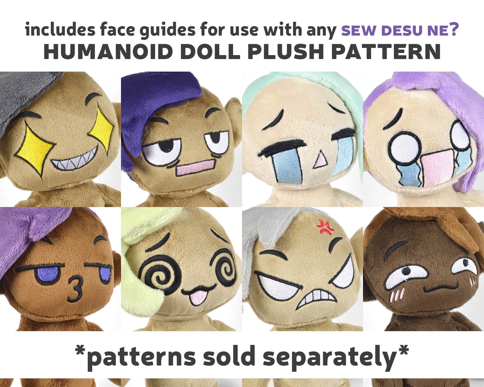 Anime Faces Machine Embroidery File Design for Plush 9 Sizes - Etsy