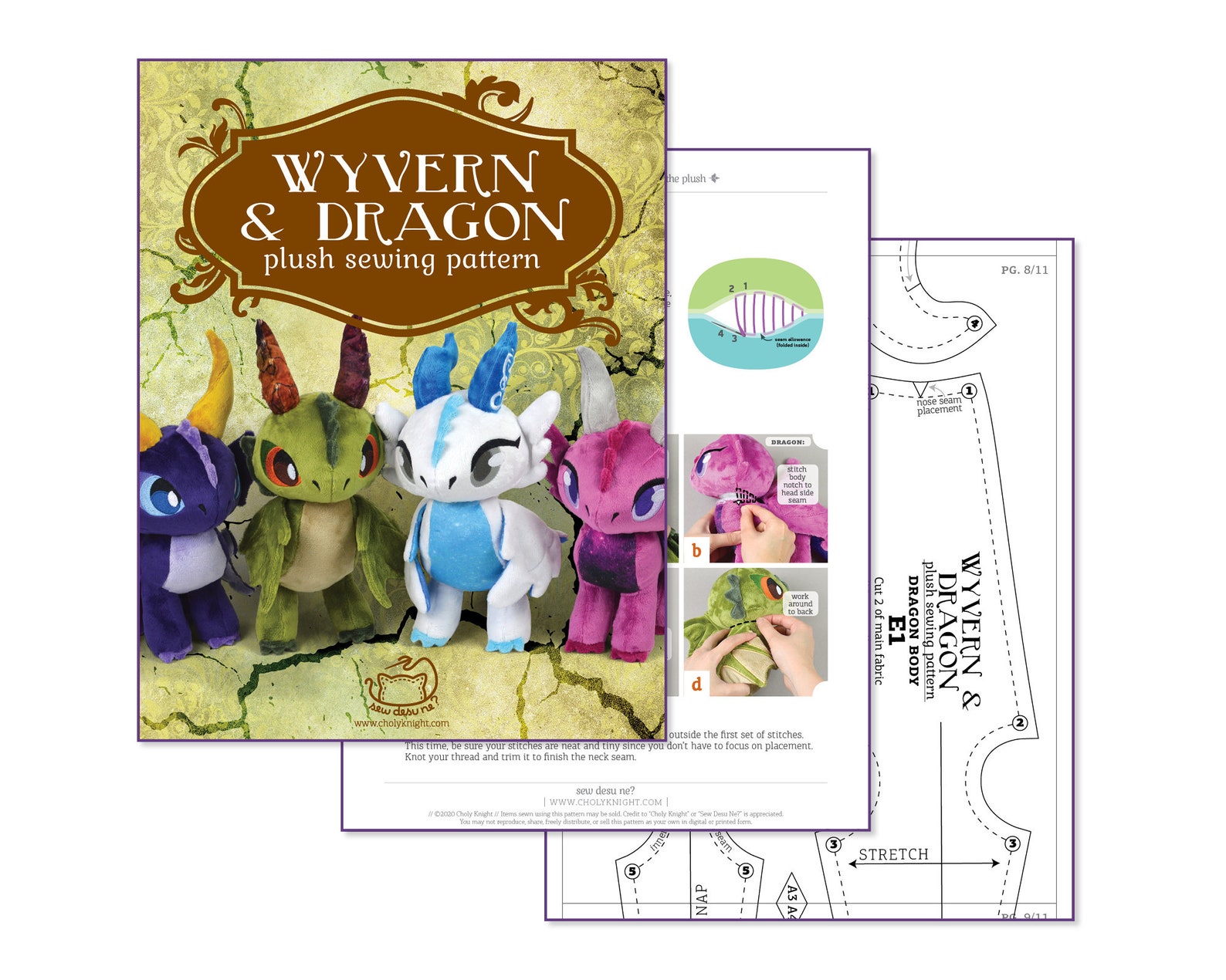 Wyvern & Dragon Chibi Plush Sewing Pattern .pdf Tutorial - Etsy