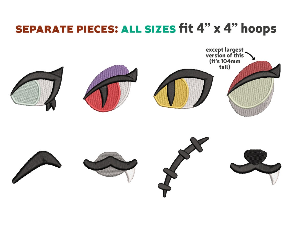 Monster Eyes Machine Embroidery File Design for Plush 7 Sizes Vampire ...